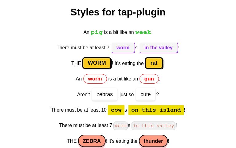 Styles for tap-plugin