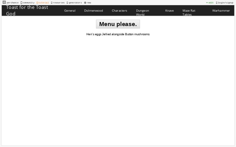 Menu please. ― Perchance Generator