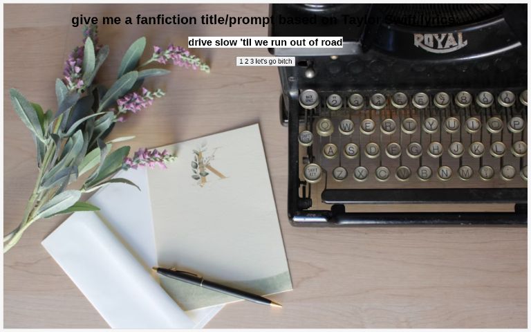 Taylor Swift fanfic title/prompt generator