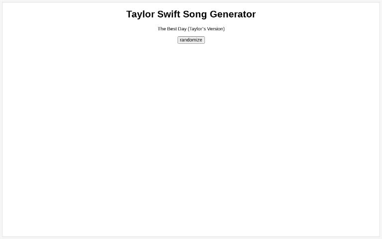 Taylor Swift Song Generator