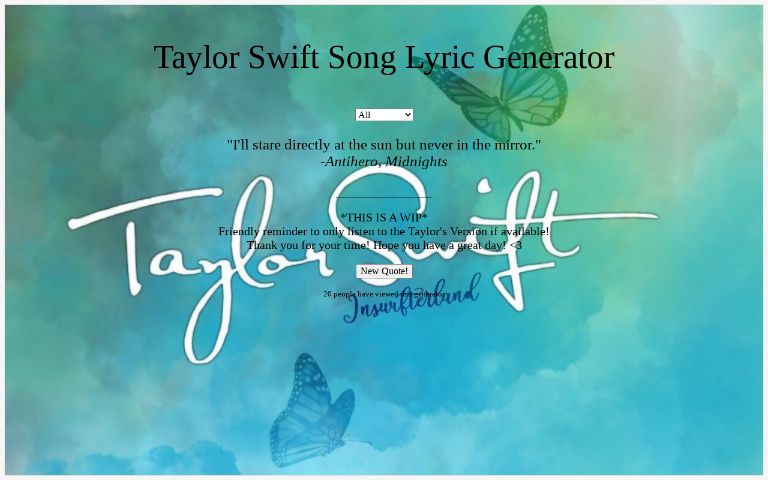 Taylorswiftsonglyricgenerator
