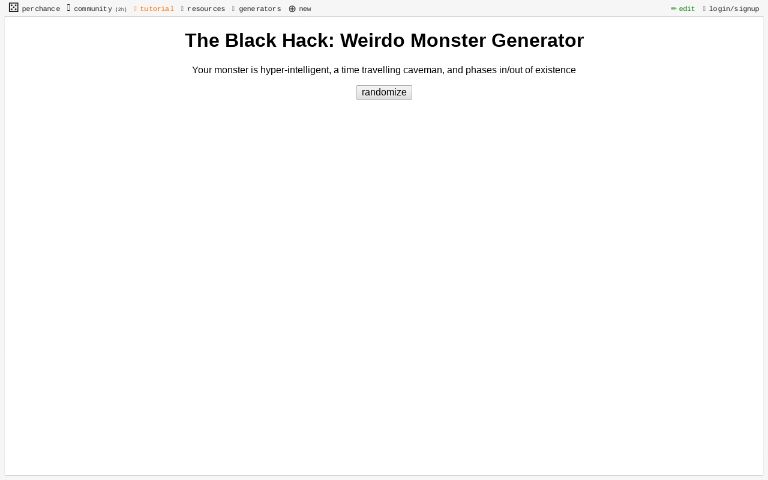 The Black Hack: Weirdo Monster Generator