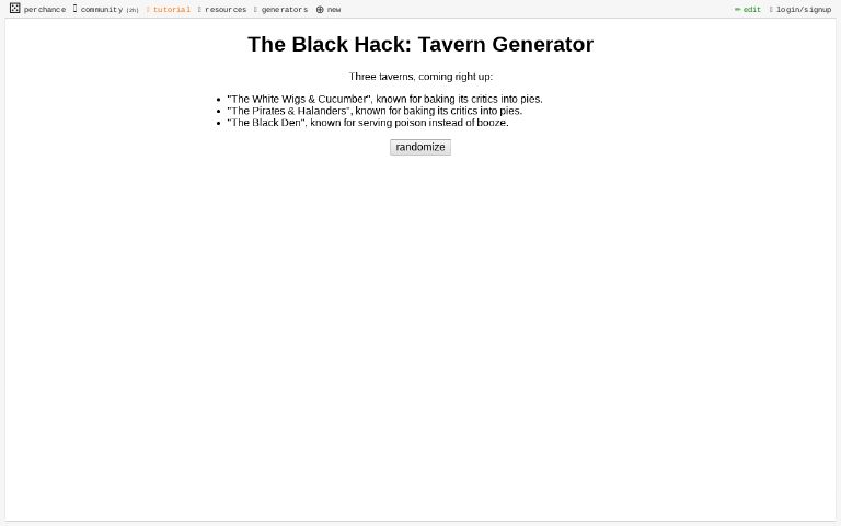 The Black Hack: Tavern Generator