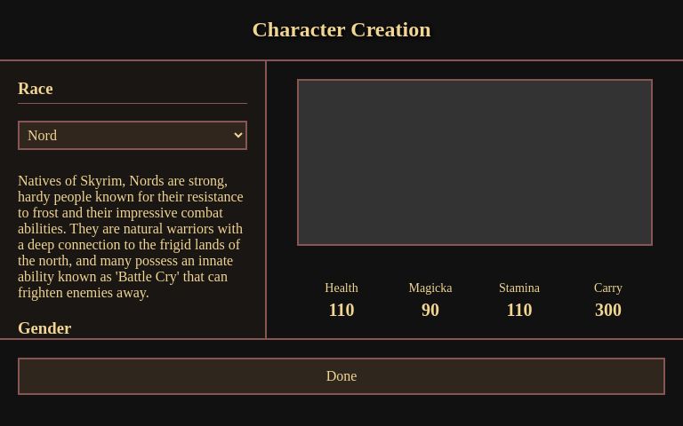The Elder Scrolls V: Skyrim - Visual Novel ― Perchance Generator