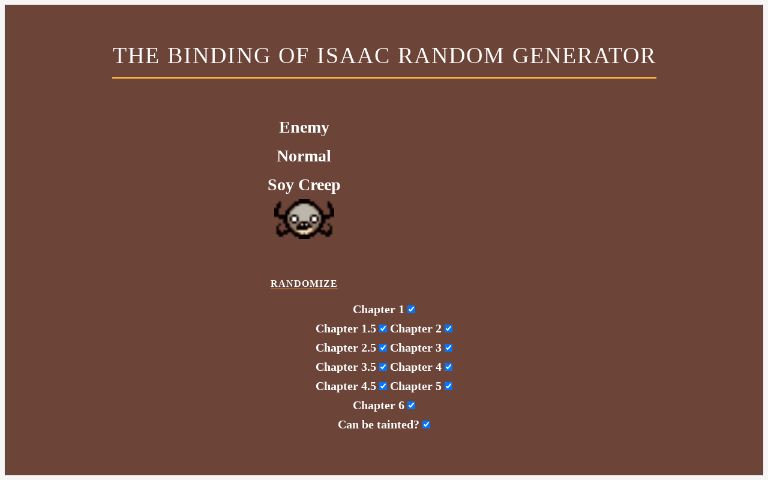 The Binding of Isaac Random Generator