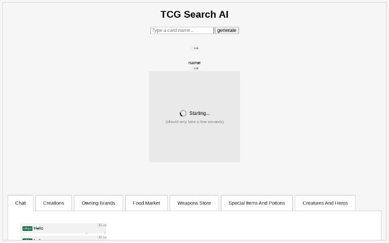 TCG Search AI ― Perchance Generator