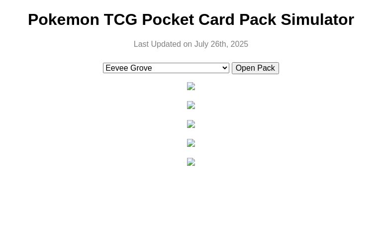 Pokemon TCG Pocket Card Pack Simulator ― Perchance Generator