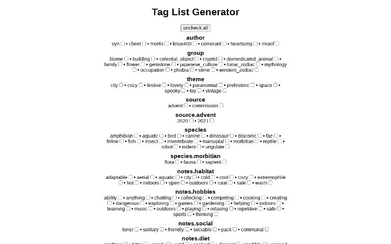 Tag List Generator