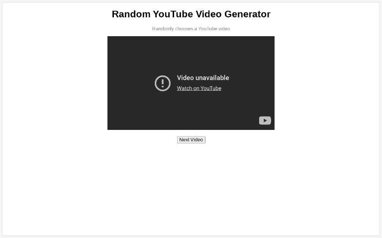 Random YouTube Video Generator