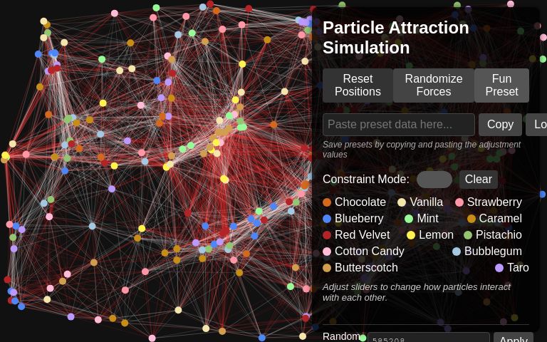 Particle Attraction Simulation ― Perchance Generator