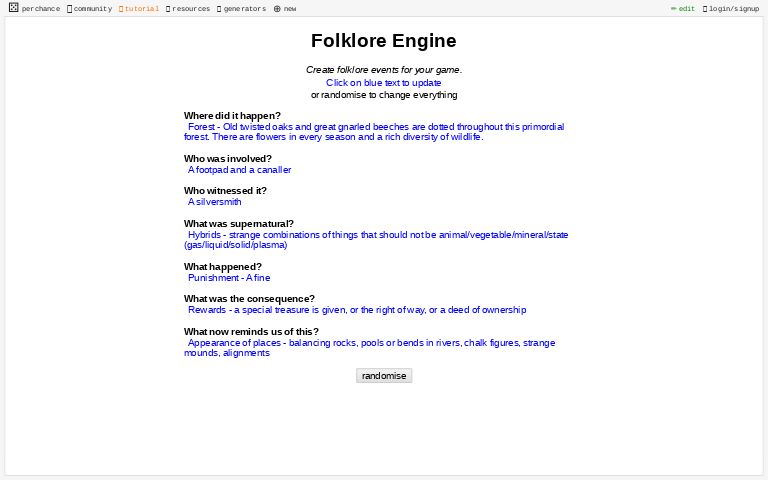 Folklore Engine ― Perchance Generator
