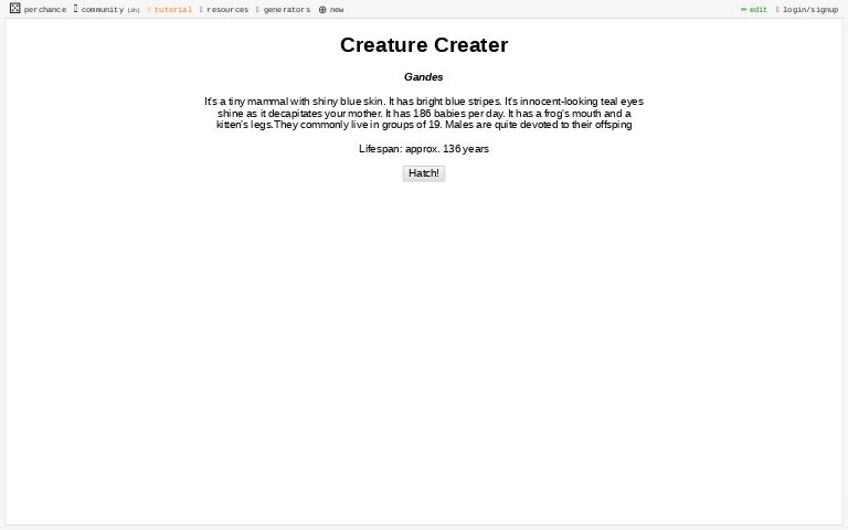 Creature Creater ― Perchance Generator