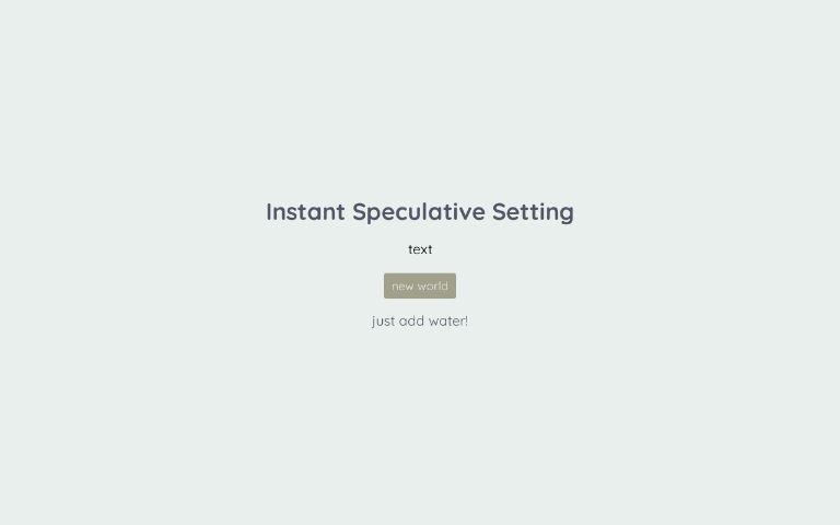 Instant Speculative Setting ― Perchance Generator