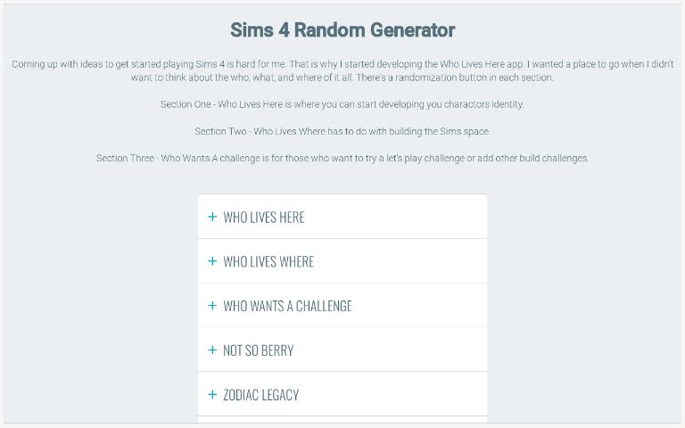 Sims 4 Random Generator