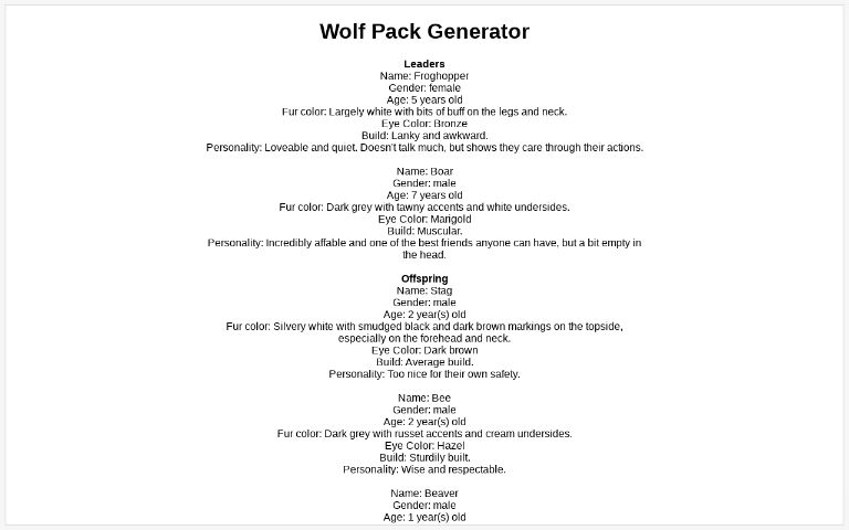 Wolf Pack Generator
