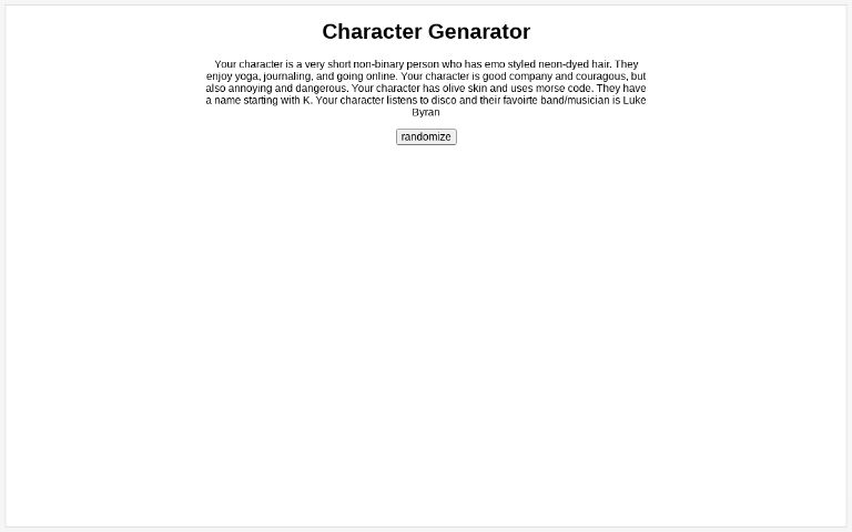 Character Genarator ― Perchance Generator