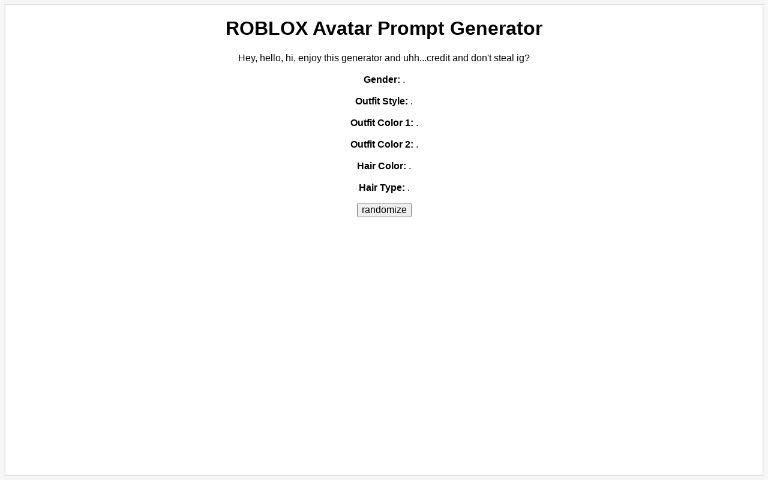 ROBLOX Avatar Prompt Generator