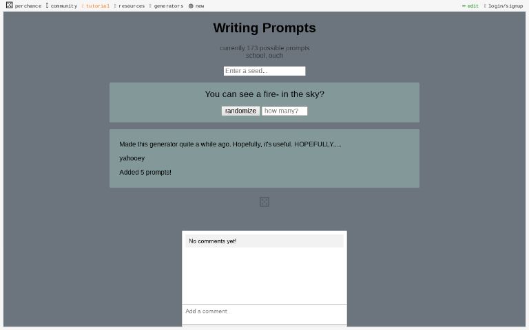 Writing Prompts ― Perchance Generator