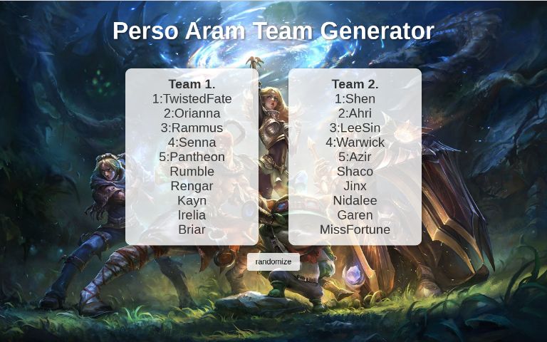 Perso Aram Team Generator