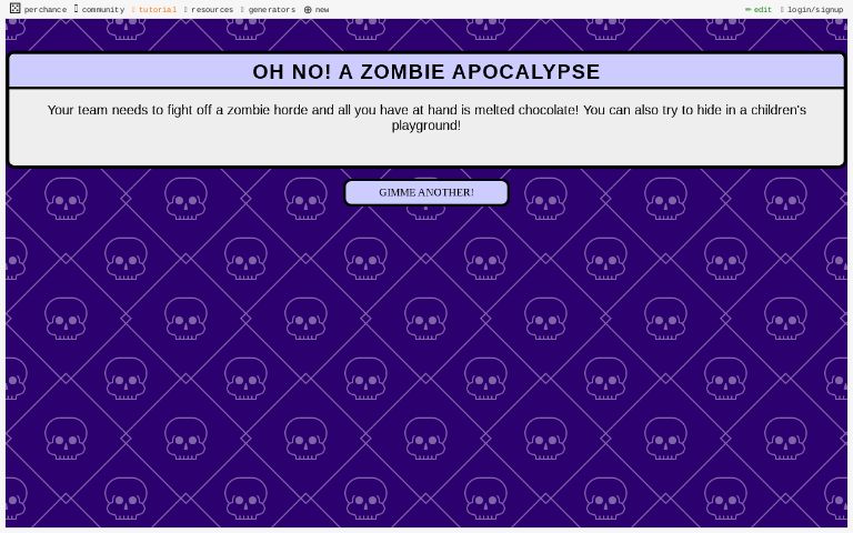 Oh no! A Zombie Apocalypse ― Perchance Generator