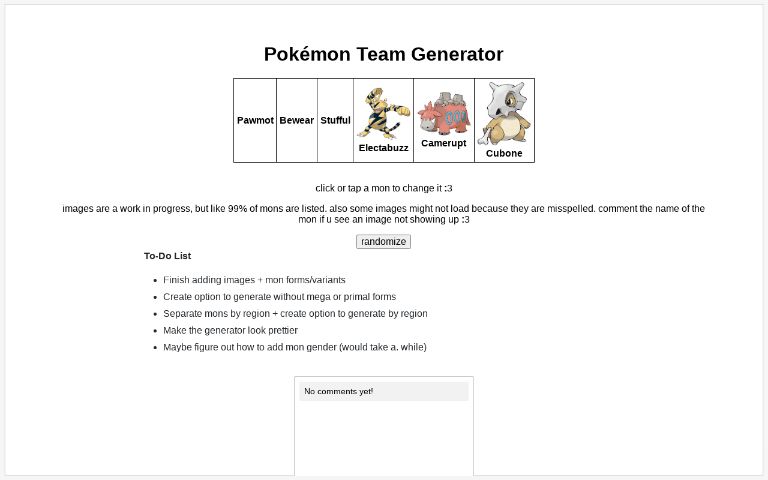 Pokémon Team Generator