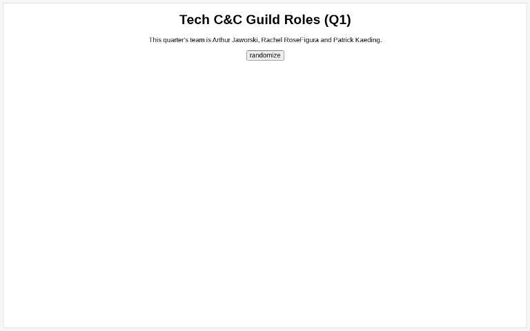 Tech C&C Guild Roles (Q1) ― Perchance Generator