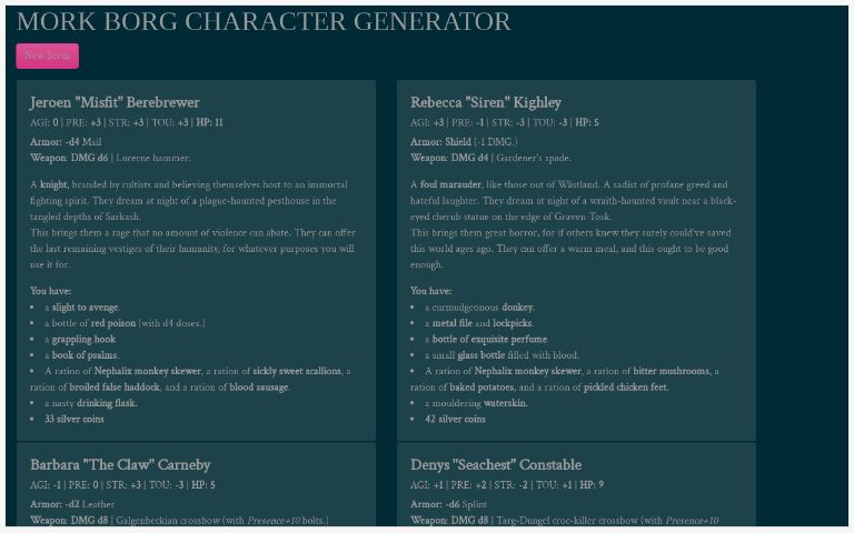 MORK BORG CHARACTER GENERATOR