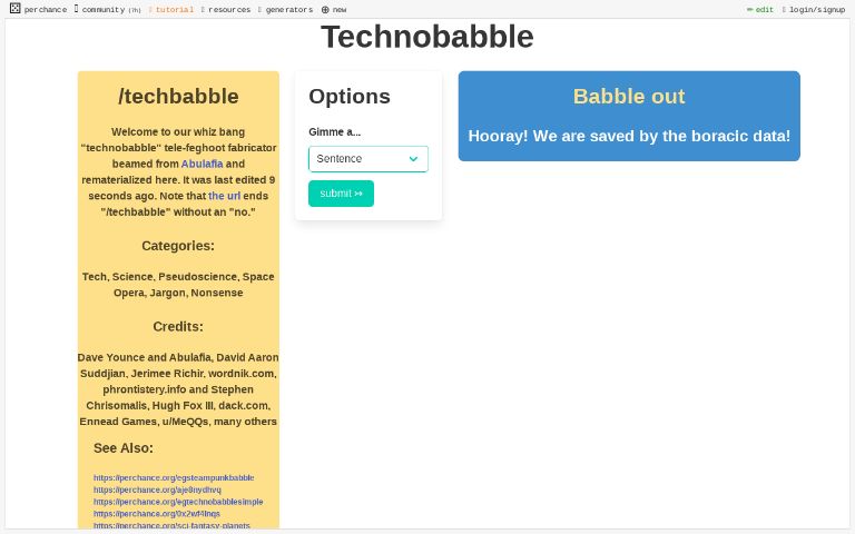 Technobabble ― Perchance Generator