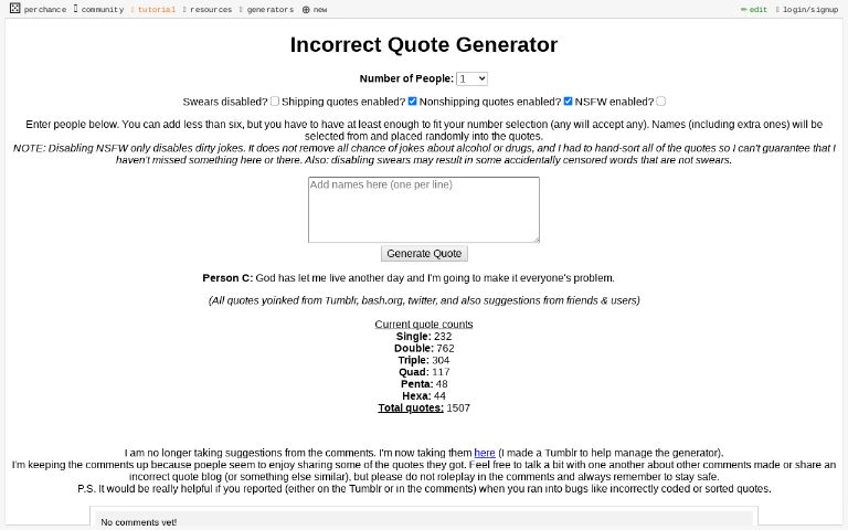 Incorrect Quote Generator