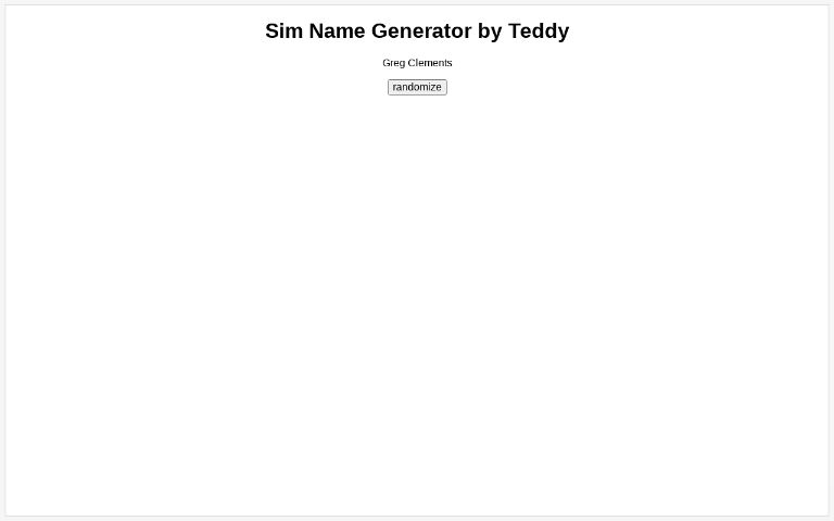 Sim Name Generator by Teddy