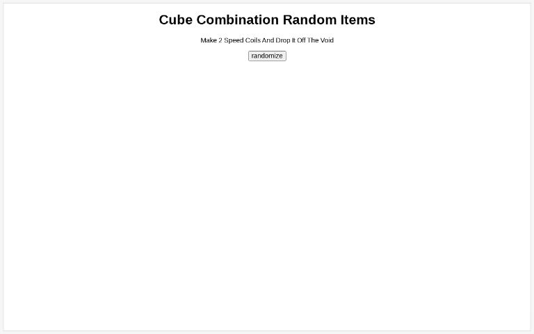 Cube Combination Random Items ― Perchance Generator