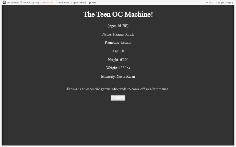 The Teen OC Machine! ― Perchance Generator
