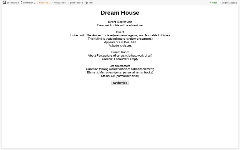 Dream House ― Perchance Generator