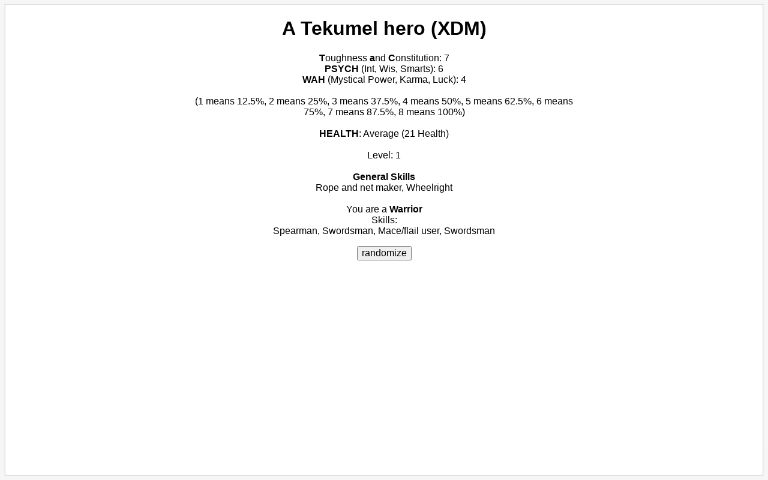 A Tekumel hero (XDM) ― Perchance Generator