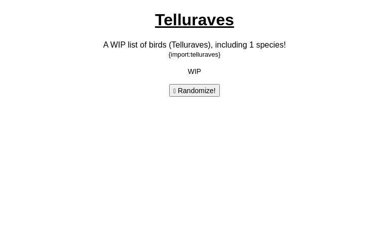 Telluraves ― Perchance Generator