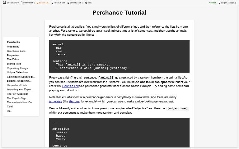 Perchance Tutorial ― Perchance Generator