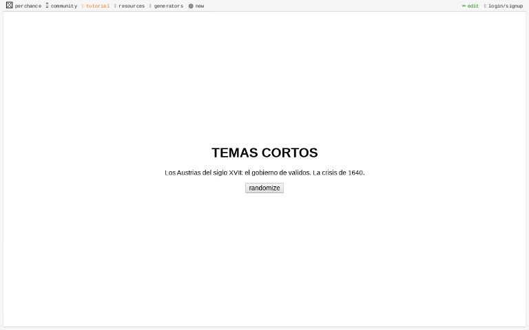TEMAS CORTOS ― Perchance Generator