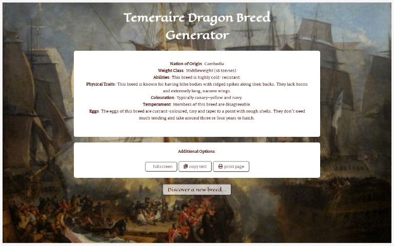 Temeraire Dragon BreedGenerator