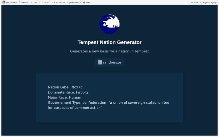 Tempest Nation Generator