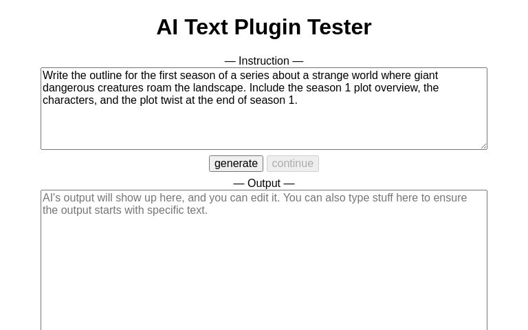 AI Text Plugin Tester