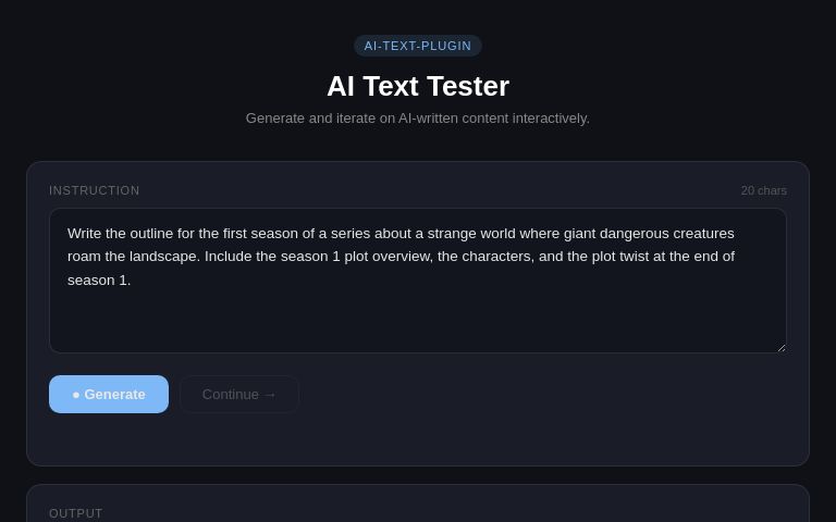Ai Text Plugin Tester