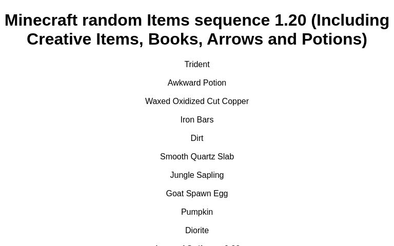 Minecraft random Items sequence 1.20 (Including Creative Items, Books ...