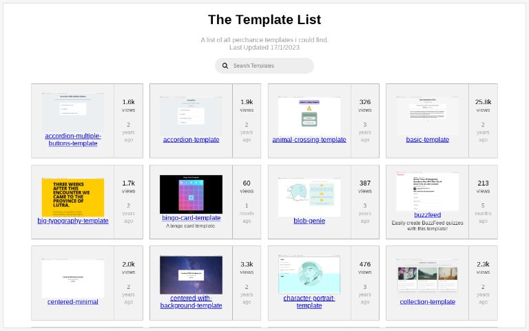 The Template List ― Perchance Generator