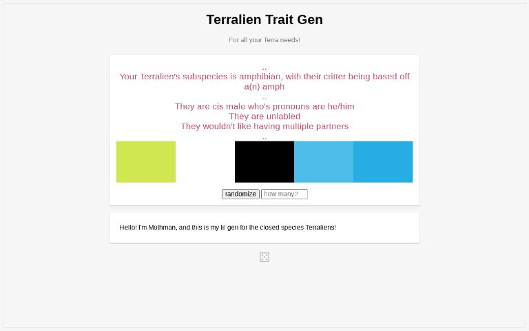 Terralien Trait Gen ― Perchance Generator