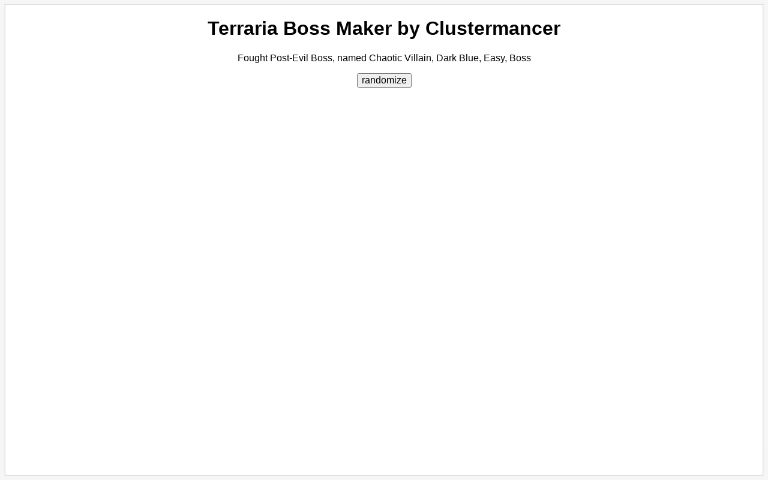 Terraria Boss Maker by Clustermancer ― Perchance Generator