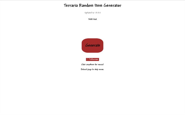 Terraria Random Item Generator