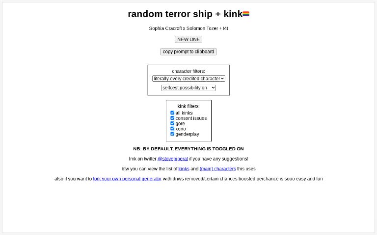 random terror ship + kink ― Perchance Generator