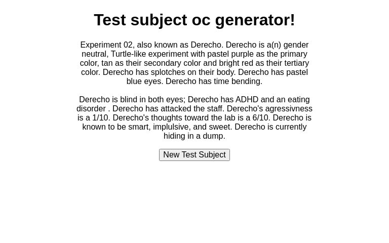 Test subject oc generator!