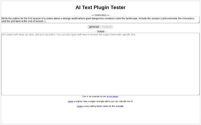 AI Text Plugin Tester