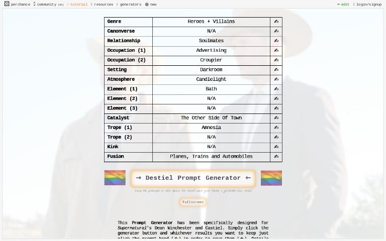 ⇾ Destiel Prompt Generator ⇽